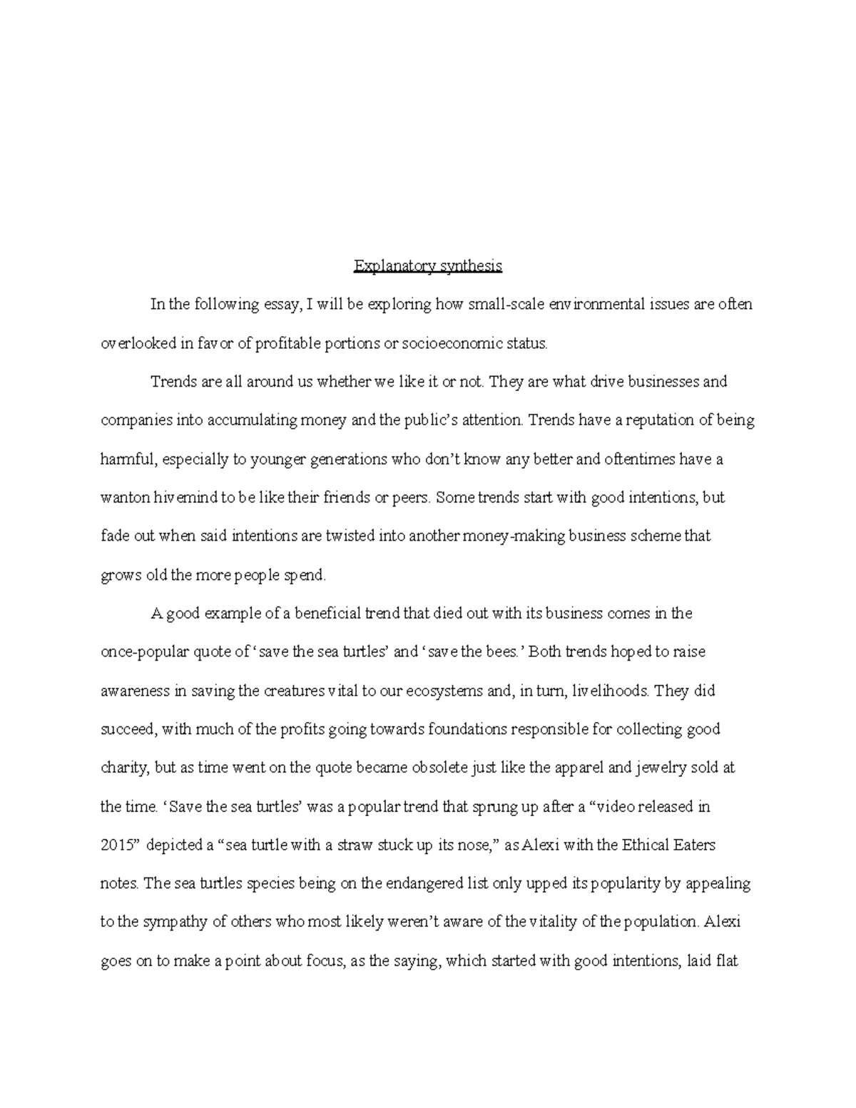 English 1302 explanatory Synthesis Paper - Explanatory synthesis In the ...