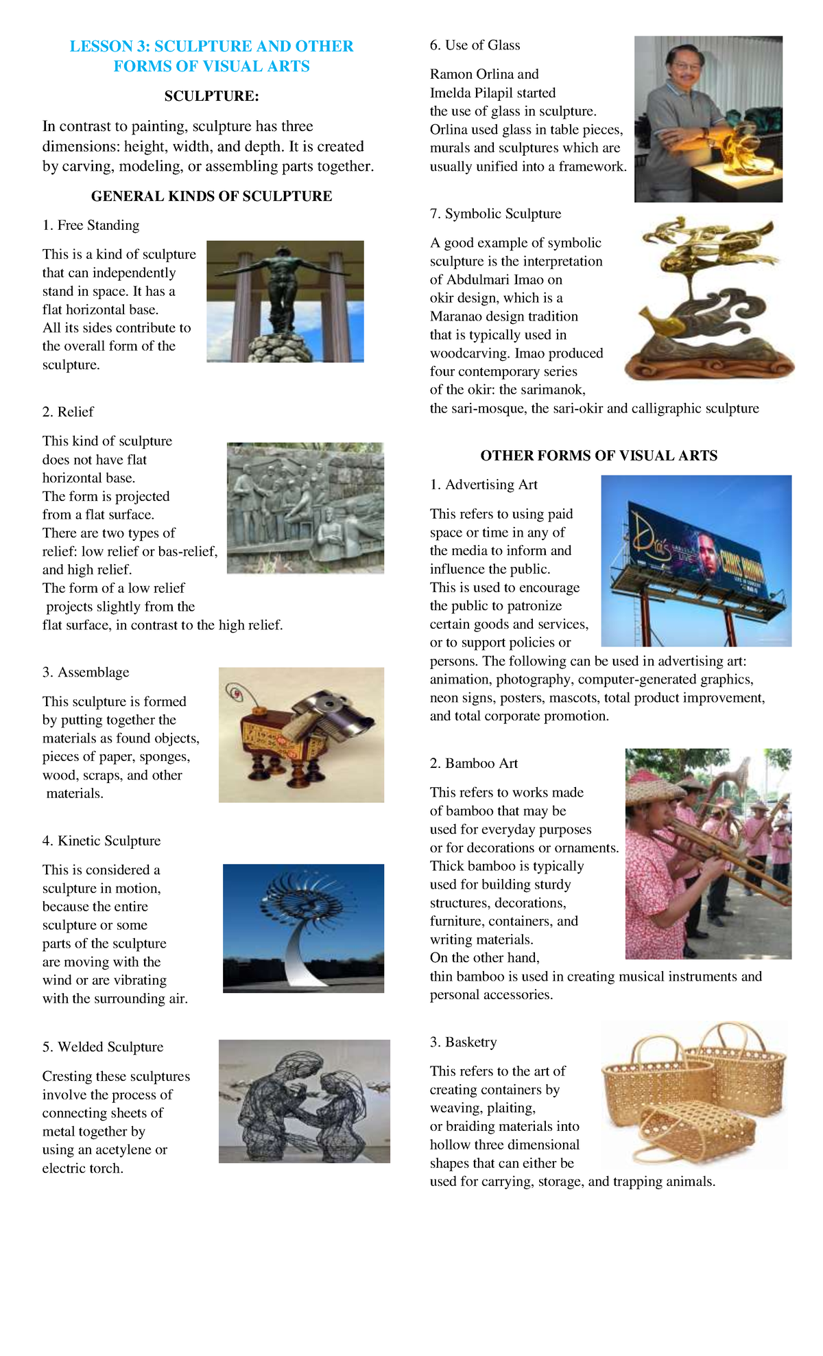 Lesson-3 - dvfc - LESSON 3: SCULPTURE AND OTHER FORMS OF VISUAL ARTS ...