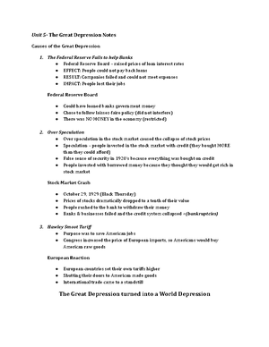 4.05 The Great Depression History - 4 The Great Depression Paragraph ...
