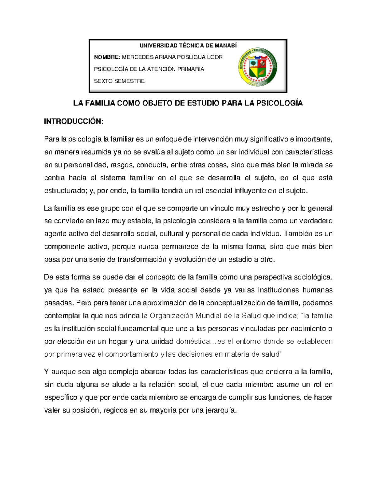 Ensayo DE LA Familia - LA FAMILIA COMO OBJETO DE ESTUDIO PARA LA ...