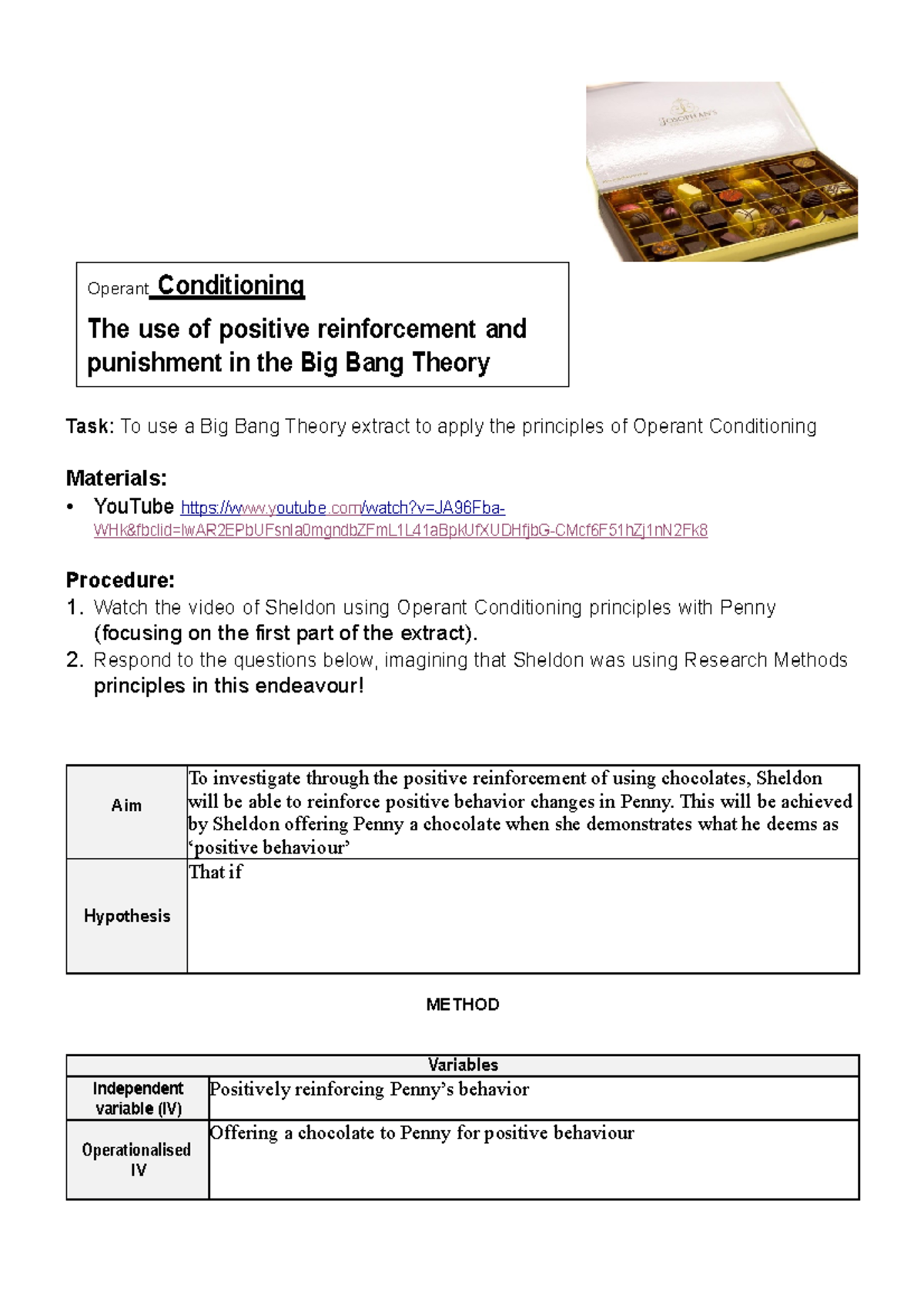 Activity 2 - Operant conditioning Remote Learning Version 3 - Operant ...