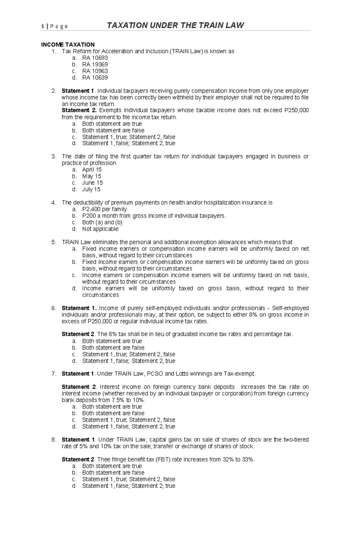 Tax Trainlaw - Kdkdkdmmfm - INCOME TAXATION Tax Reform for Acceleration ...