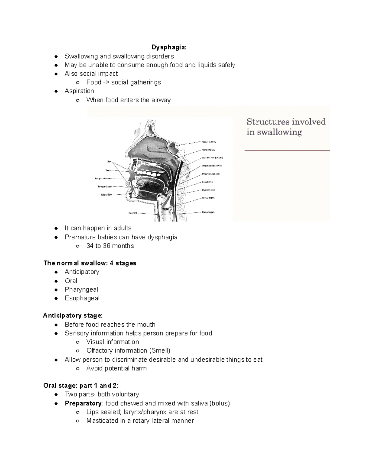 Speech path exam 3 review - Dysphagia: Swallowing and swallowing ...