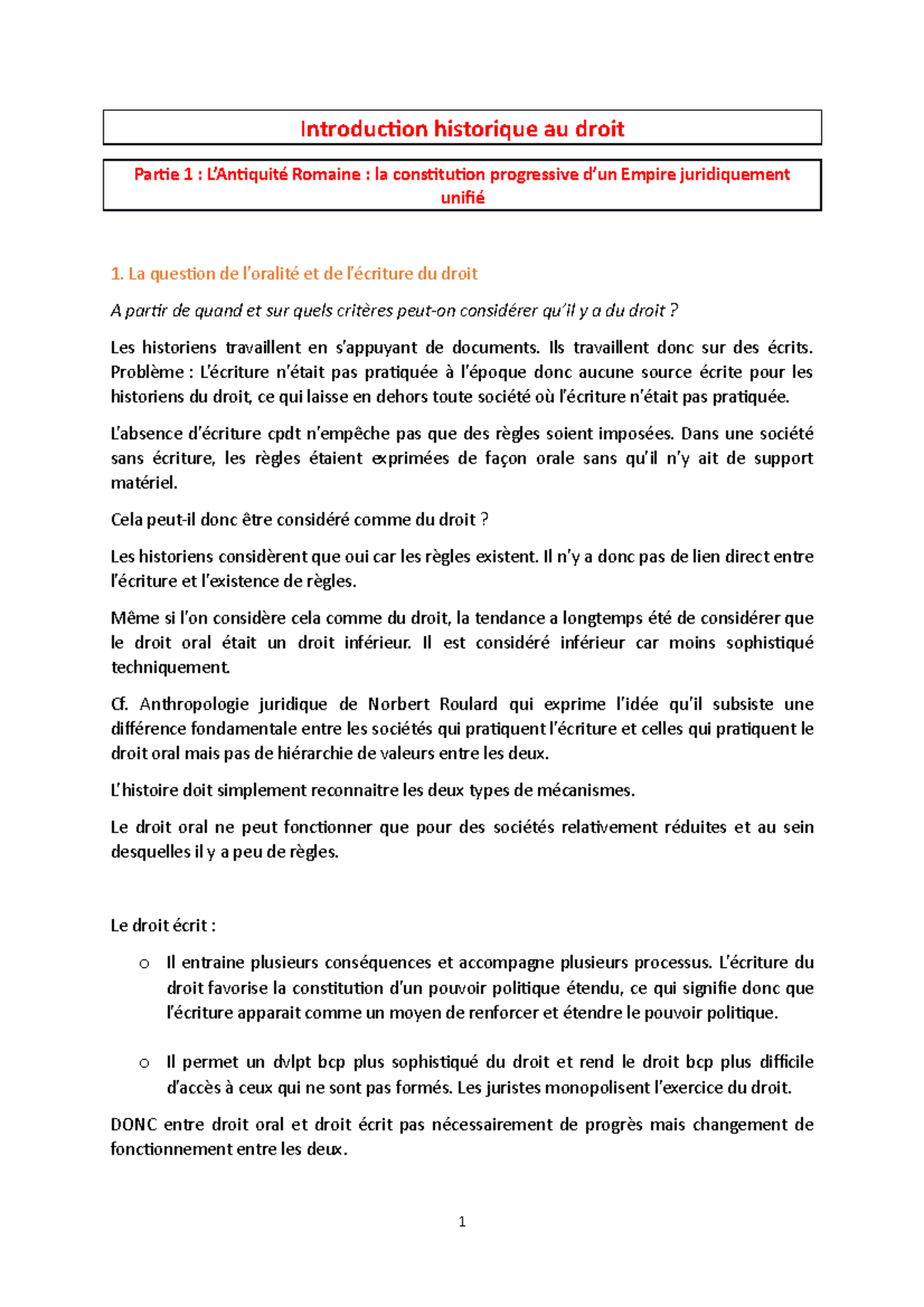 Introduction historique au droit 1 - Introduction historique au droit Partie 1 : L’Antiquité ...
