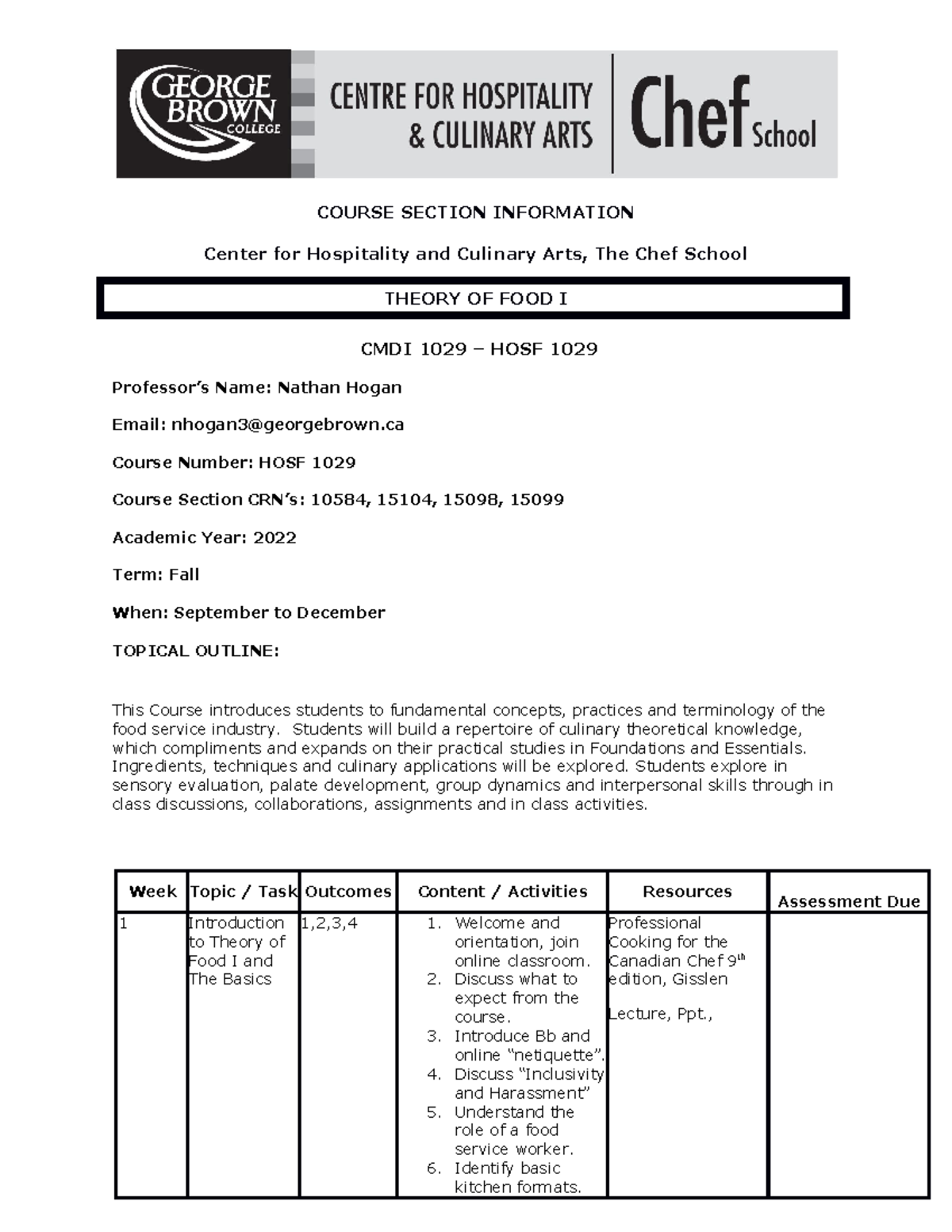 Food Theory 202201 - GOOD FOR STUDY - COURSE SECTION INFORMATION Center ...