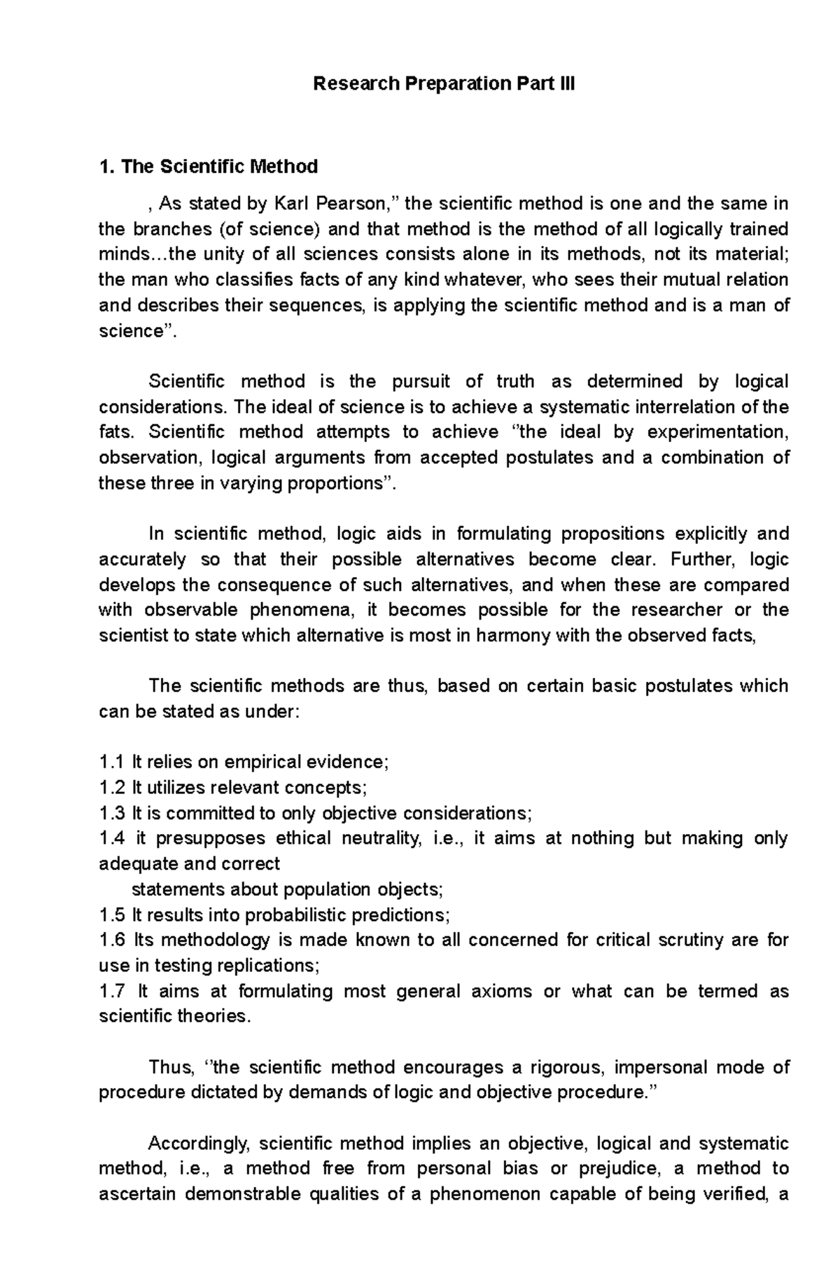 The Scientific Method - Research Preparation Part III The Scientific ...
