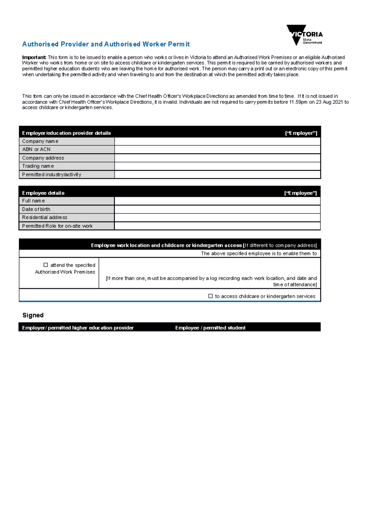 Authorised Provider and Authorised Worker Permit - Authorised Provider ...