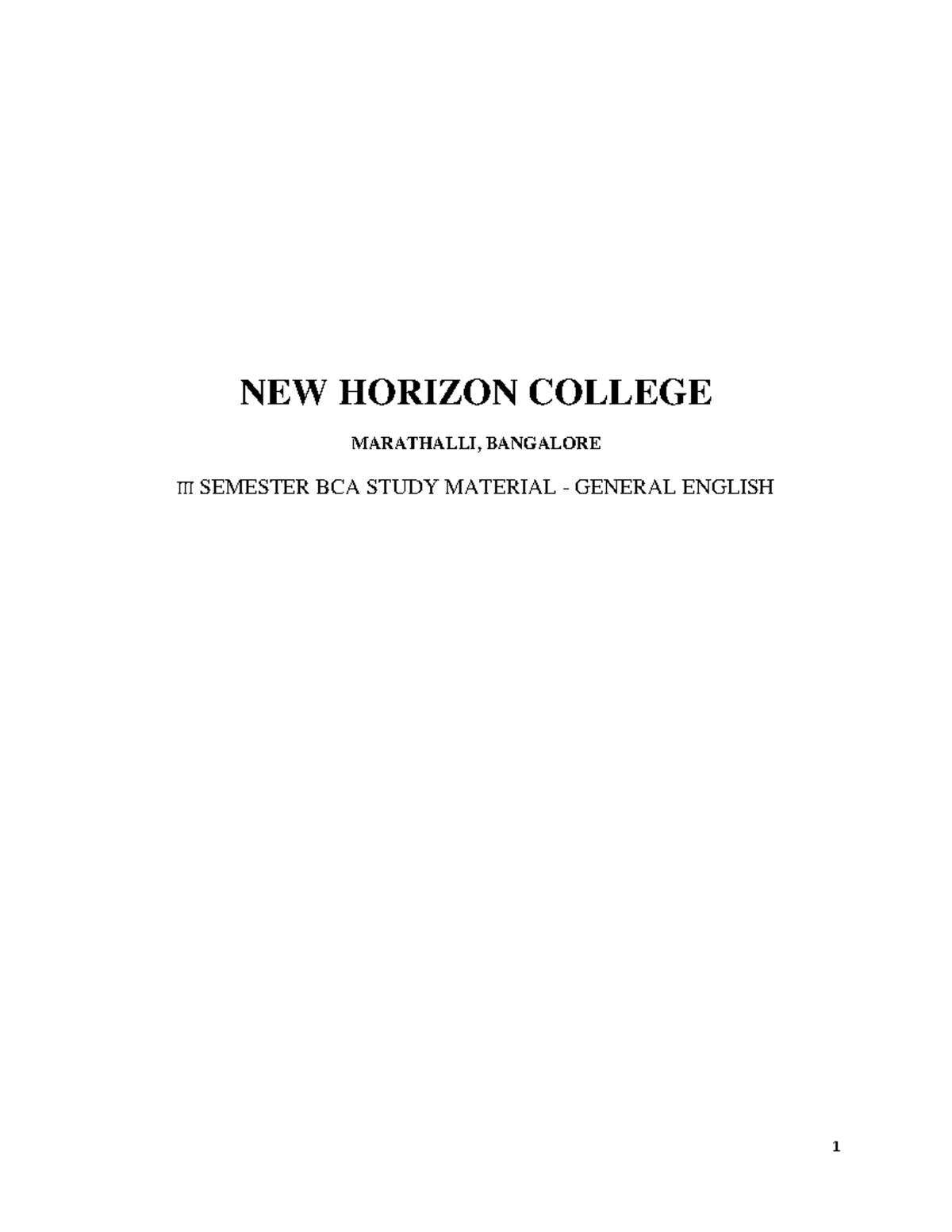 3 SEM - General English - Lecture note - NEW HORIZON COLLEGE MARATHALLI ...