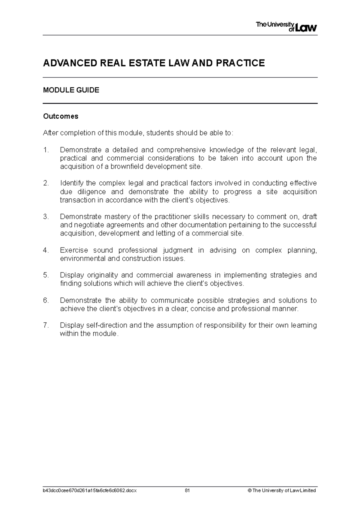 1920 are ce01 module guide - ADVANCED REAL ESTATE LAW AND PRACTICE ...