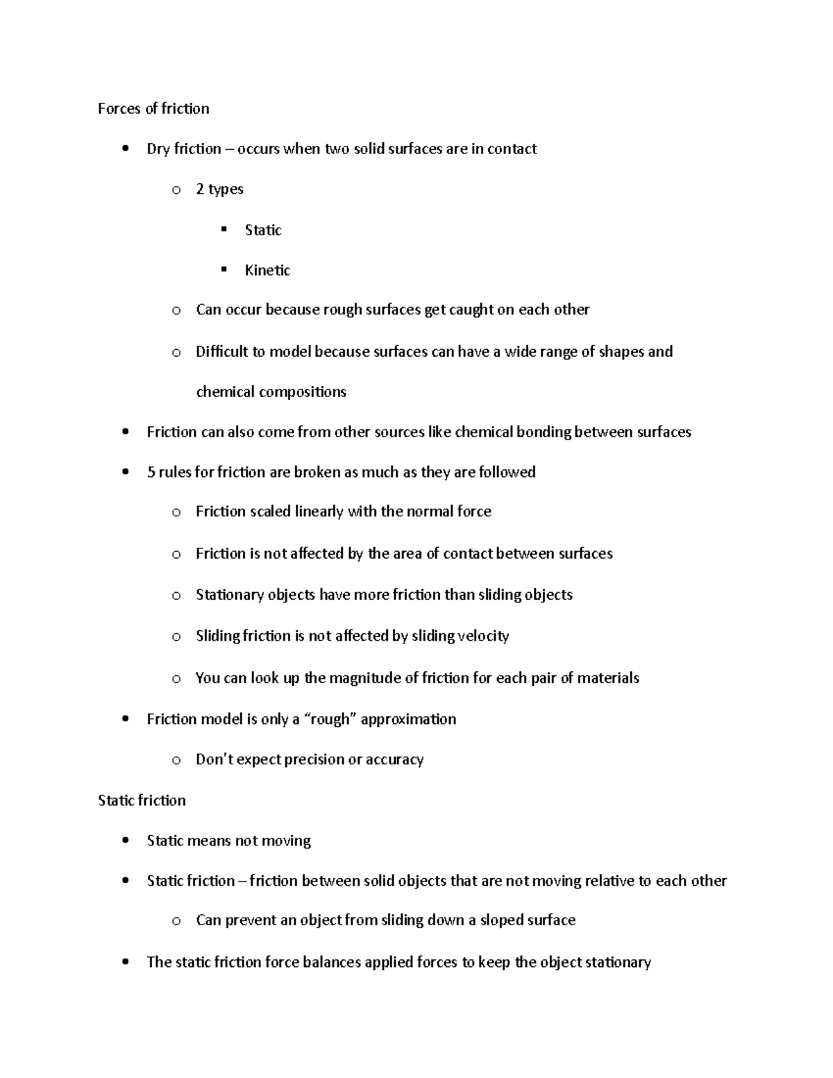 Ch 5 - forces of friction - Forces of friction Dry friction – occurs ...