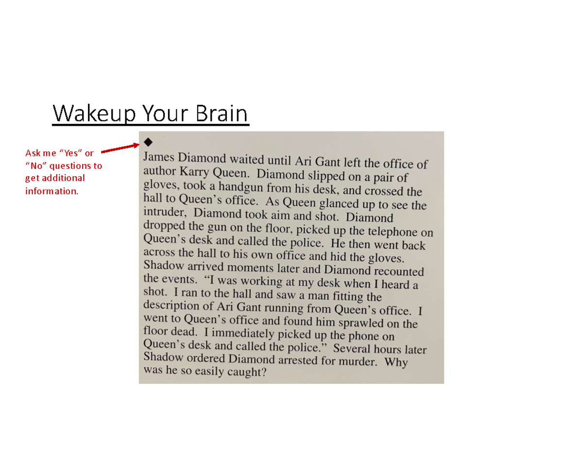 Lecture 20 Stoich part 3 - Wakeup Your Brain Ask me “Yes” or “No ...