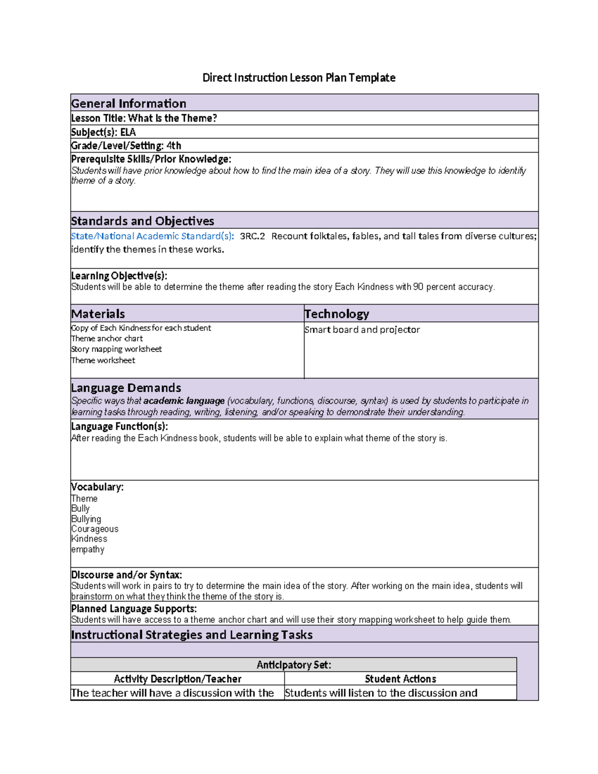 C970 task 1 - passed task - Direct Instruction Lesson Plan Template ...
