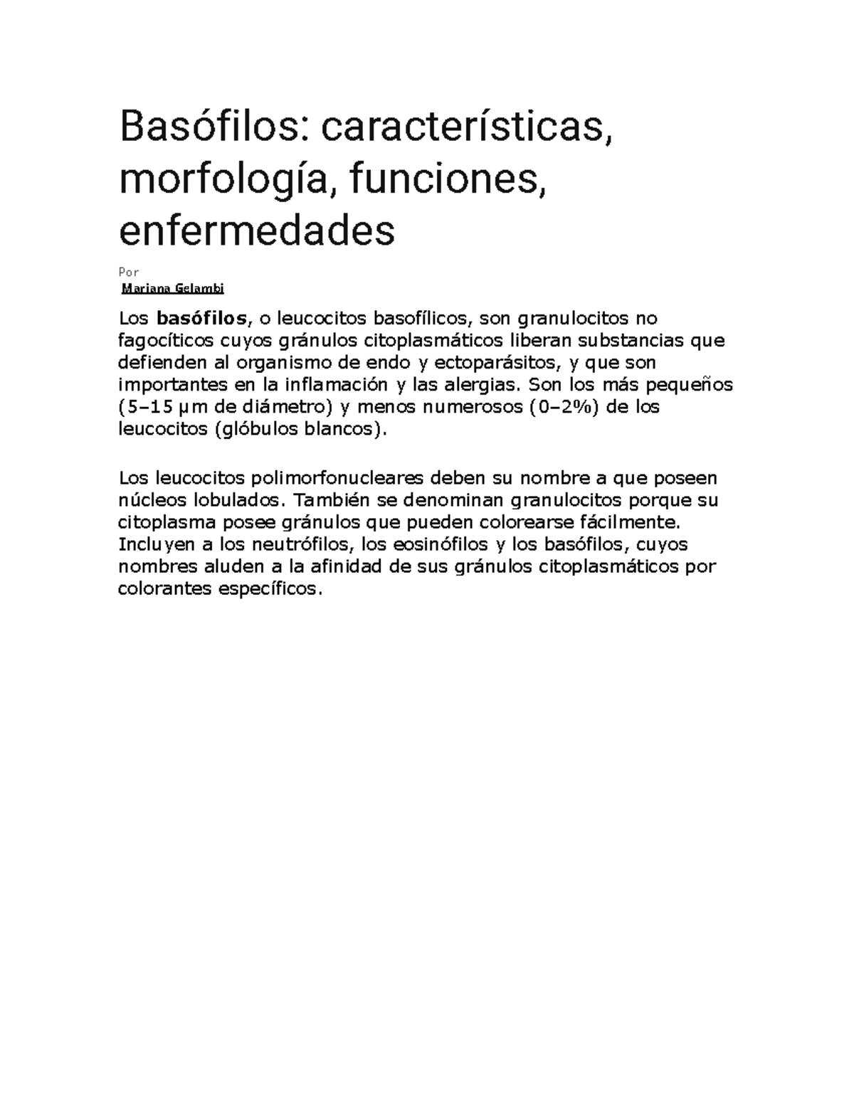 Basófilos - Jolsjd - Basófilos: características, morfología, funciones ...