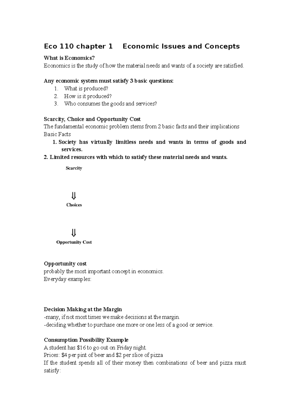 Eco 110 chapter 1 Economic Issues and Concepts - Eco 110 chapter 1 ...