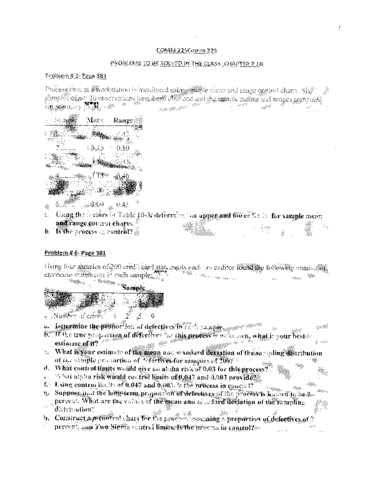Chapter # 10- Class Problems WITH Solutions - COMM 225 - Studocu