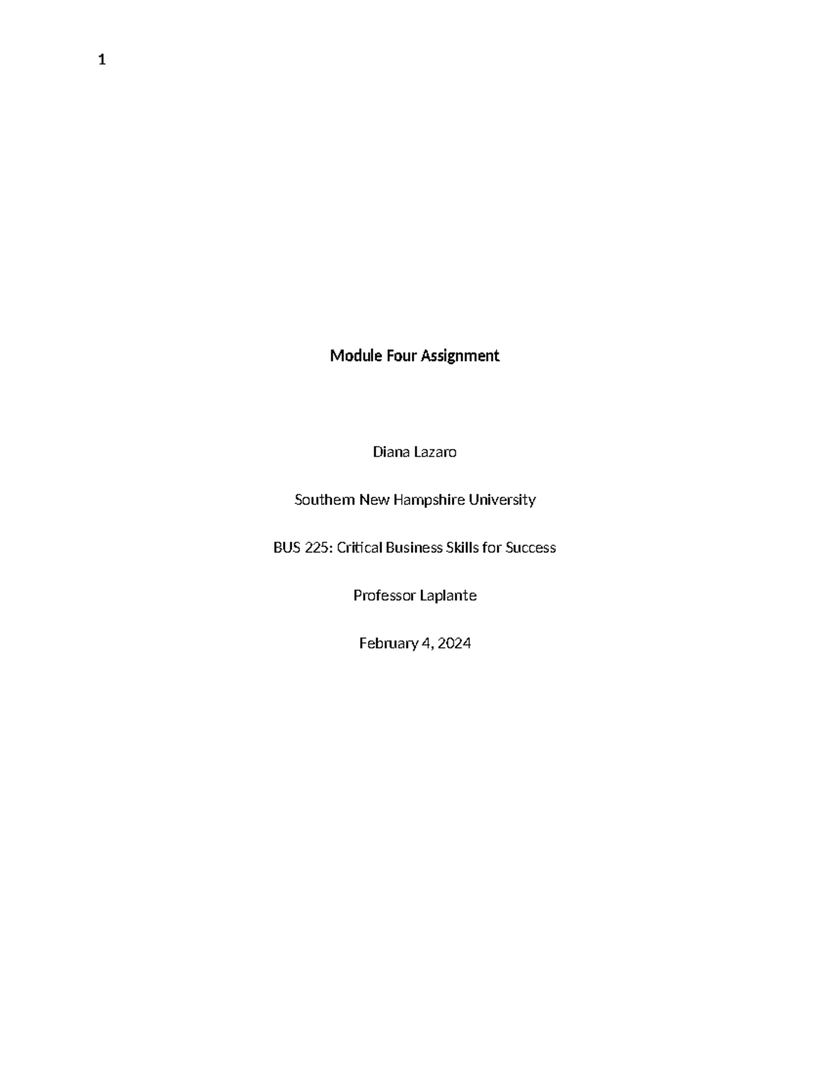 Module 4 assignment - Module Four Assignment Diana Lazaro Southern New ...