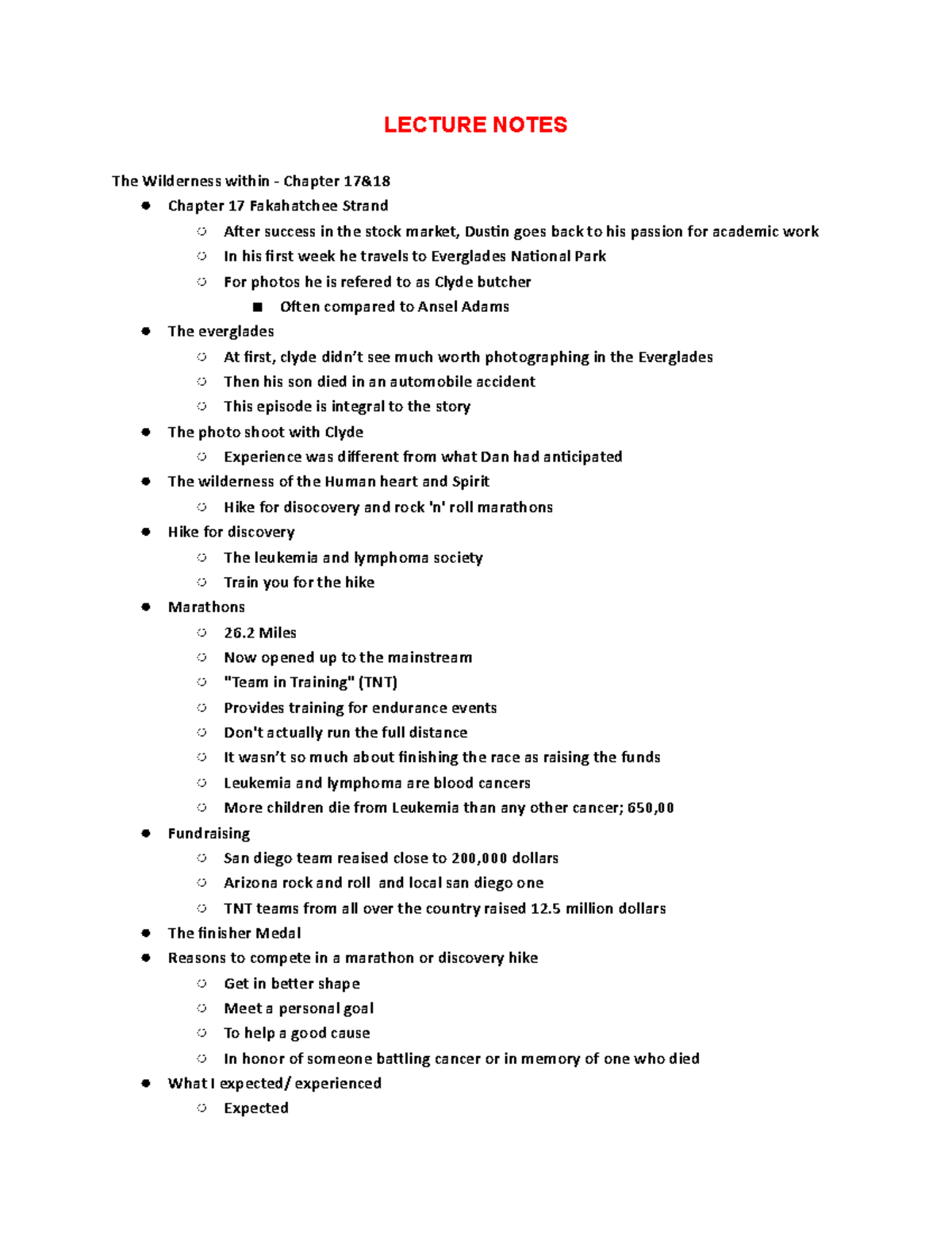 RTM TEST #2 - Test 2 review - LECTURE NOTES The Wilderness within ...