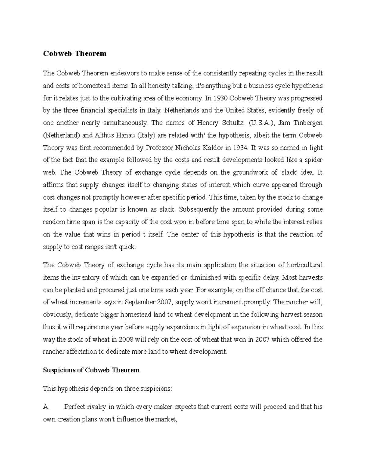 Cobweb Theorem - In all honesty talking, it's anything but a business ...