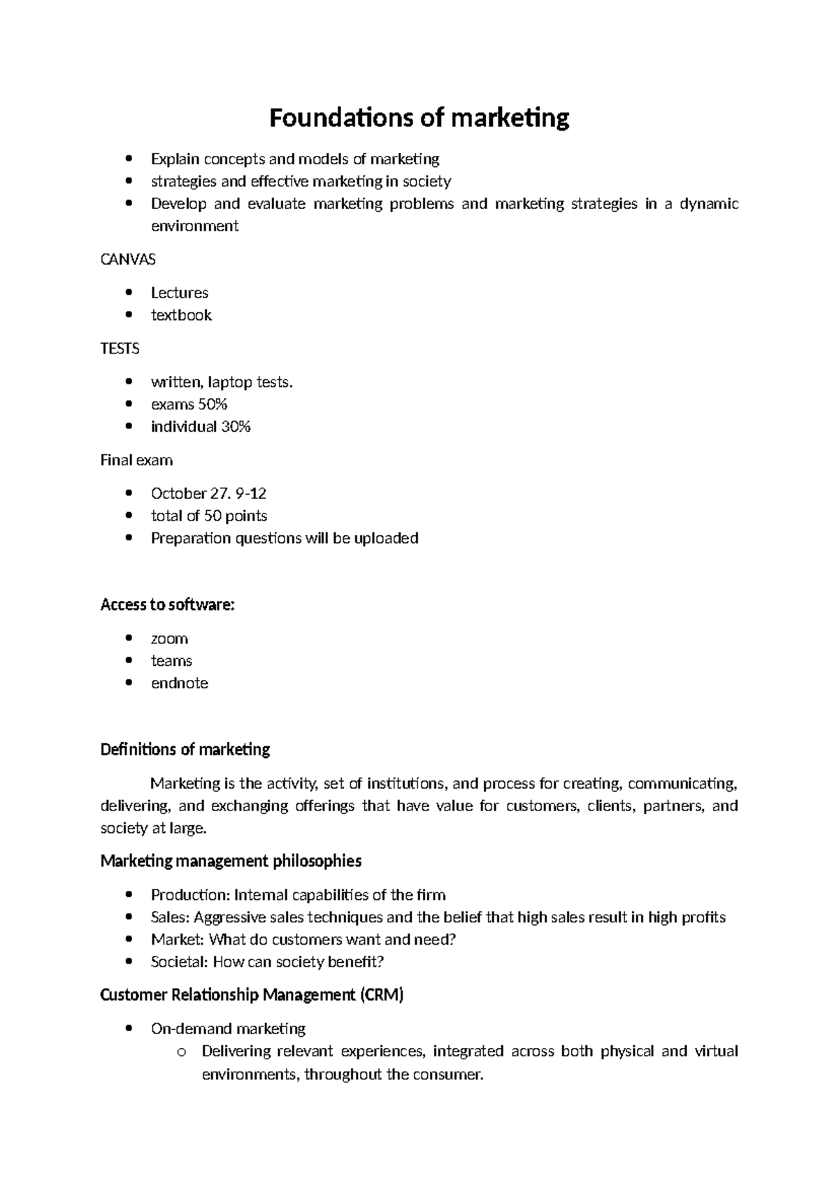 Foundations of marketing 08 - Foundations of marketing Explain concepts ...