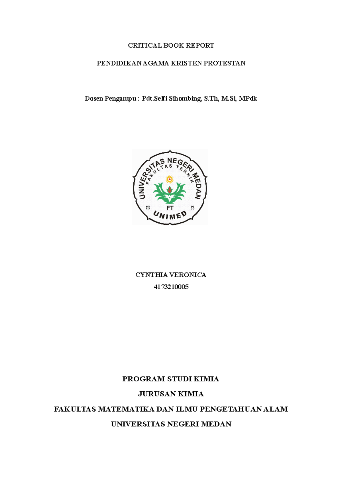 Cynthia Veronika - TUGAS - CRITICAL BOOK REPORT PENDIDIKAN AGAMA ...