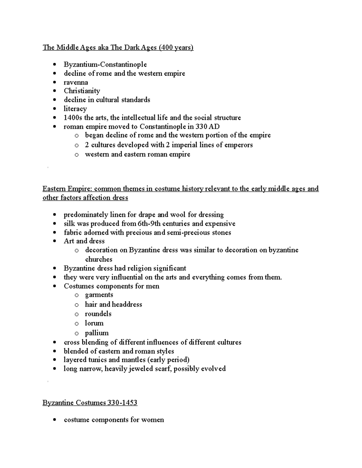 Chapter 5;The Early Middle Class - The Middle Ages aka The Dark Ages ...