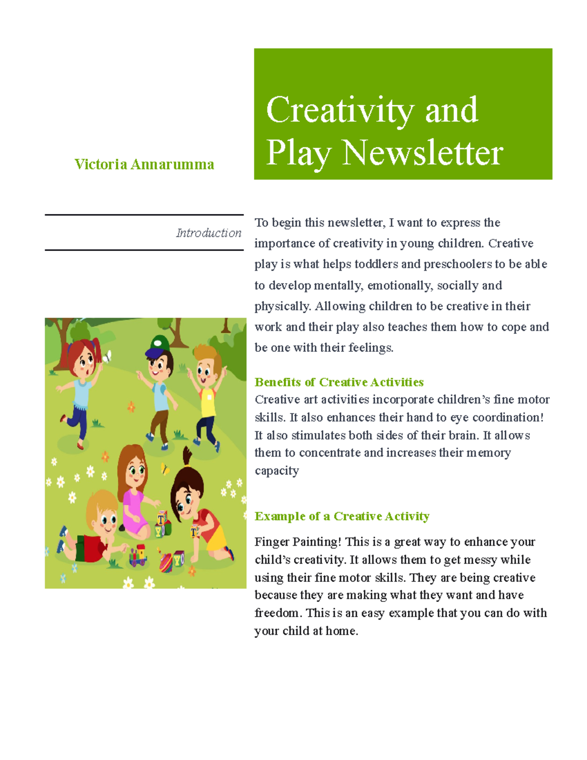 Creativity Newsletter - Victoria Annarumma Creativity and Play ...