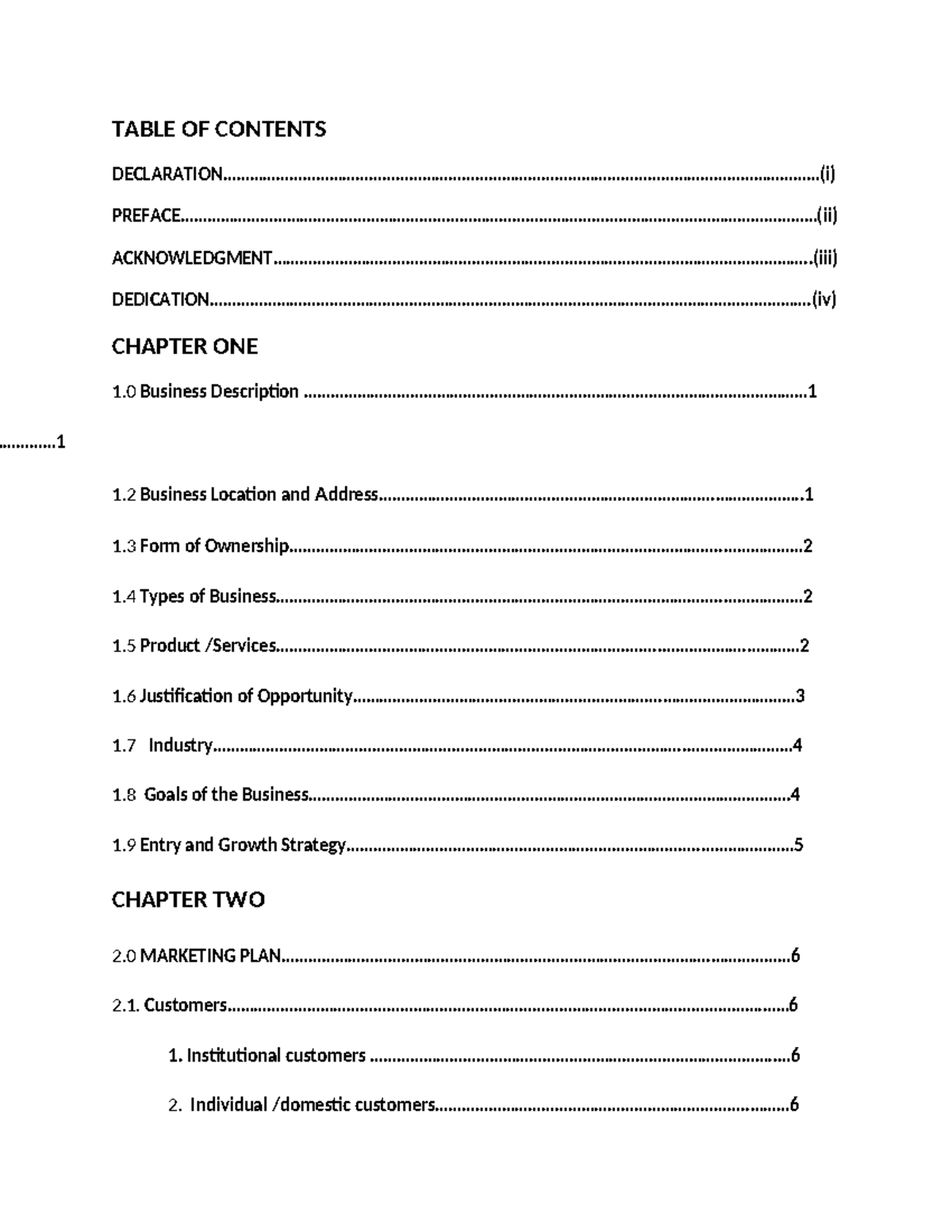 Report Format for Business Report - TABLE OF CONTENTS - Studocu