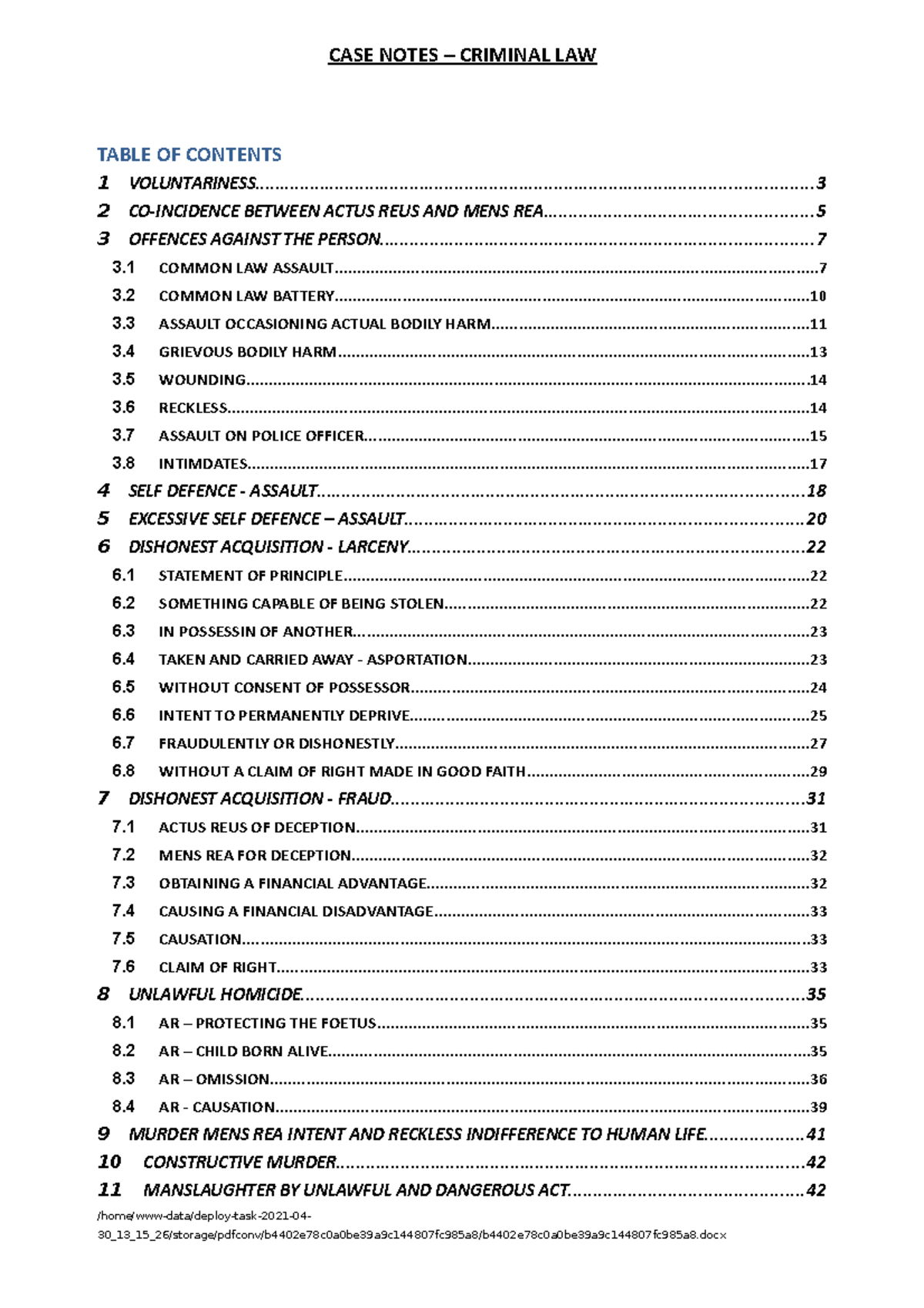 Criminal Law Case Notes - CASE NOTES – CRIMINAL LAW 1 - Studocu
