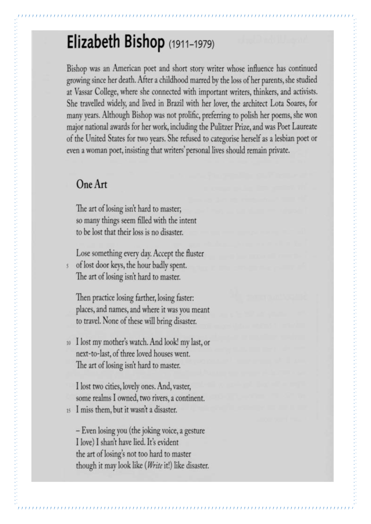 All poems - Elizabeth Bishop Bishop was an American poet and short ...