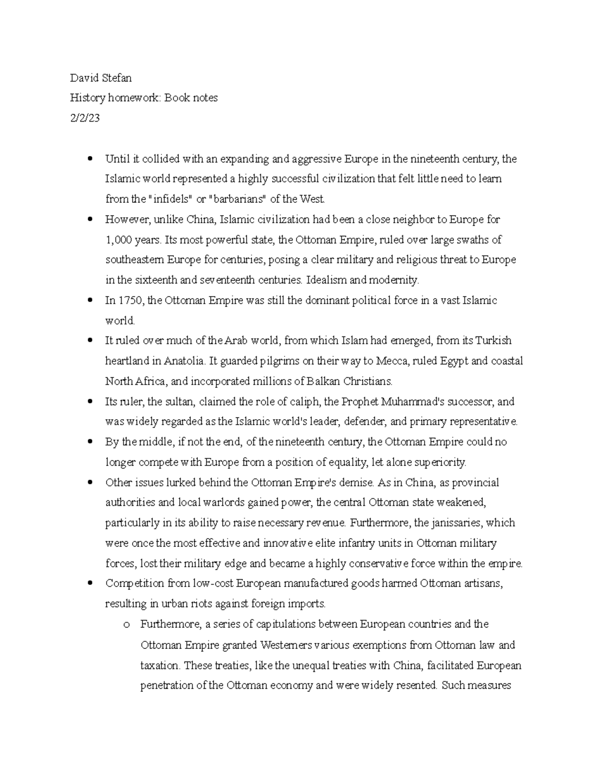History homework 2:2:23 - David Stefan History homework: Book notes 2/2 ...