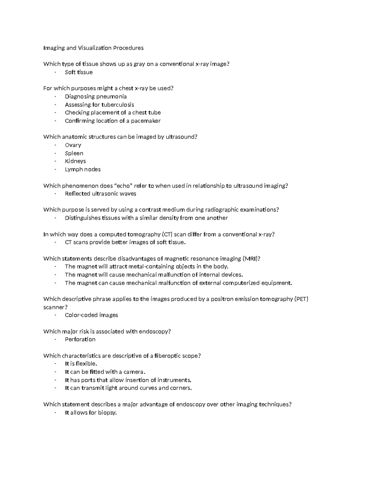 Imaging and Visualization procedurs - Imaging and Visualization Procedures Which type of tissue ...