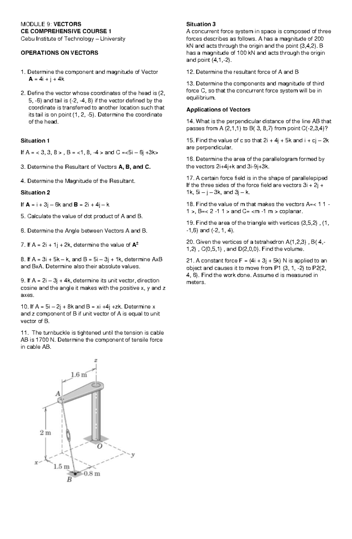M9 Vectors - MODULE 9 : VECTORS CE COMPREHENSIVE COURSE 1 Cebu ...