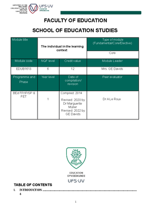EDUB2714 Module Guide 2022 Final - EDUB Teaching and Learning in ...