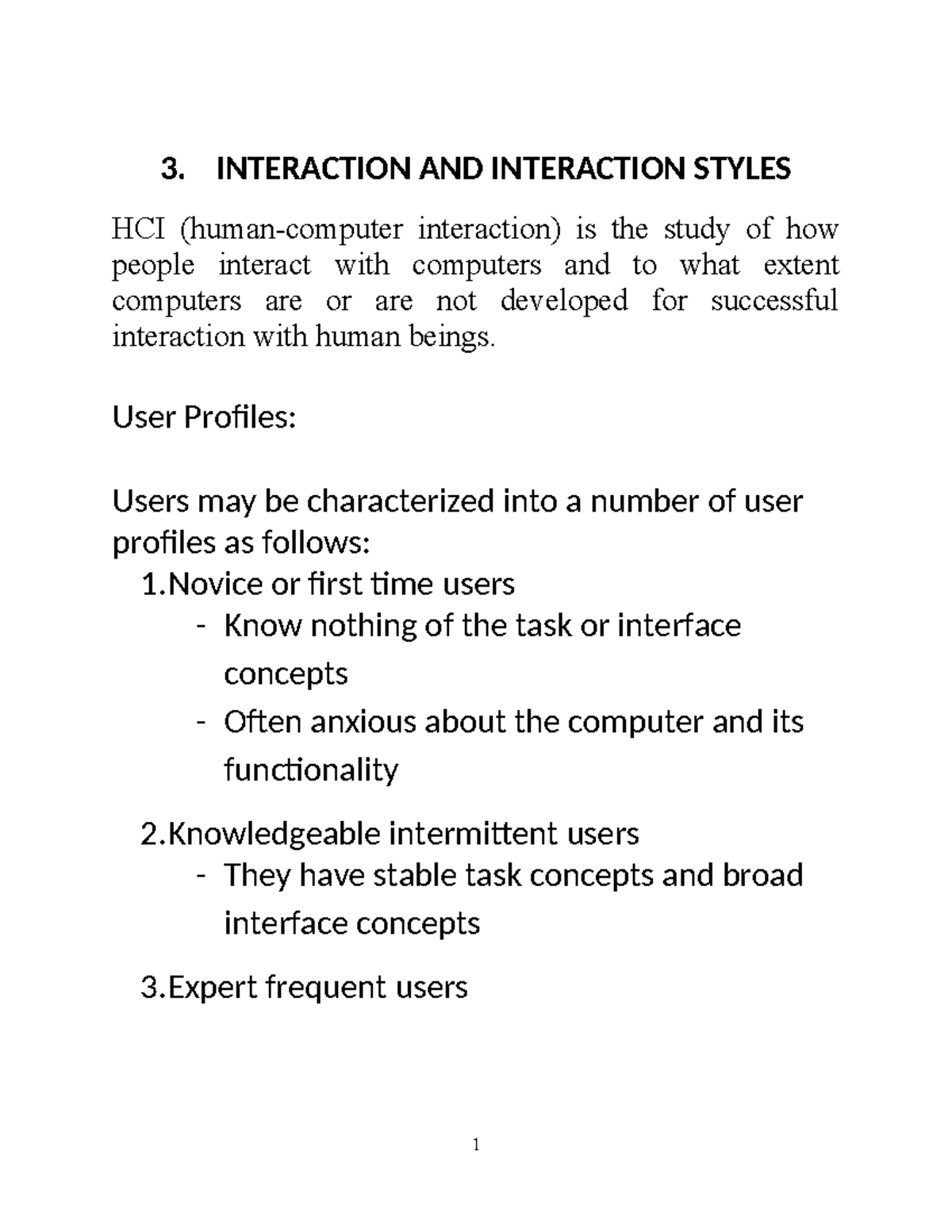 HCI lesson 3 -The Interaction and Interaction Styles - 3. INTERACTION ...