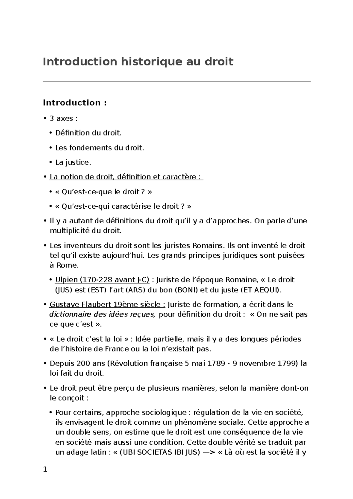 Introduction Historique au droit - CM - WORD - Introduction historique au droit Introduction : 3 ...