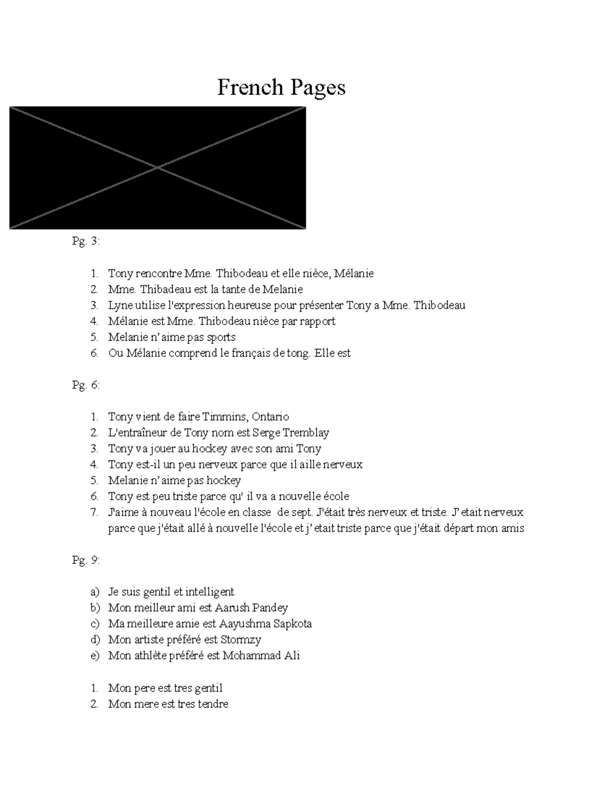 All French Textbook Work - French Pages Pg. 3: Tony rencontre Mme ...