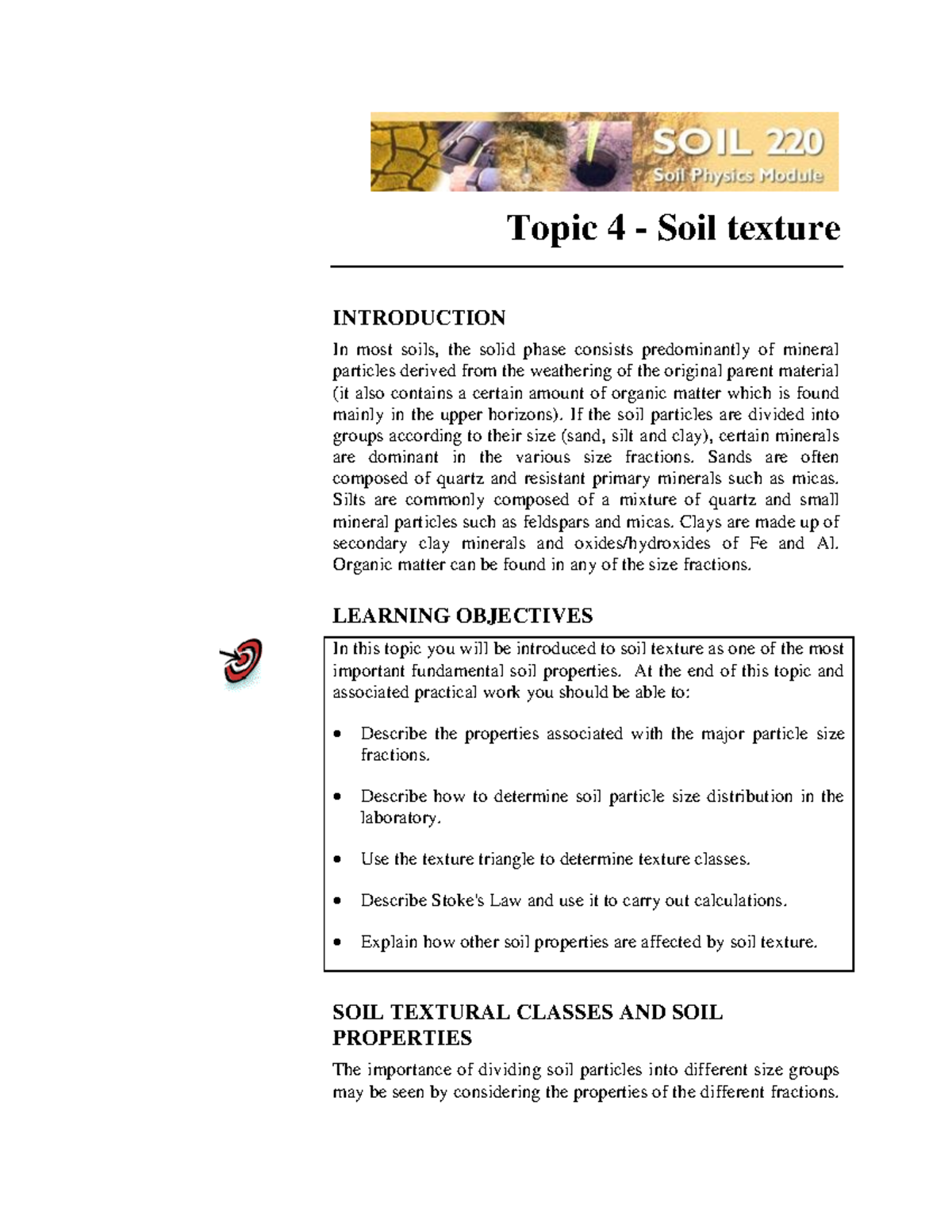 Topic 4 - soil texture - Lecture notes 4 - Topic 4 - Soil texture ...