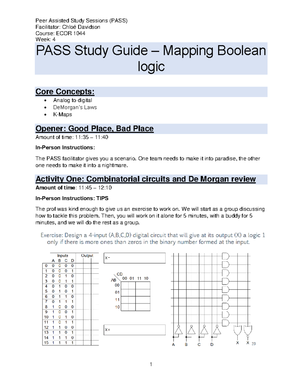 ECOR 1044 Week 2 - Facilitator: Chloé Davidson Course: ECOR 104 4 Week ...