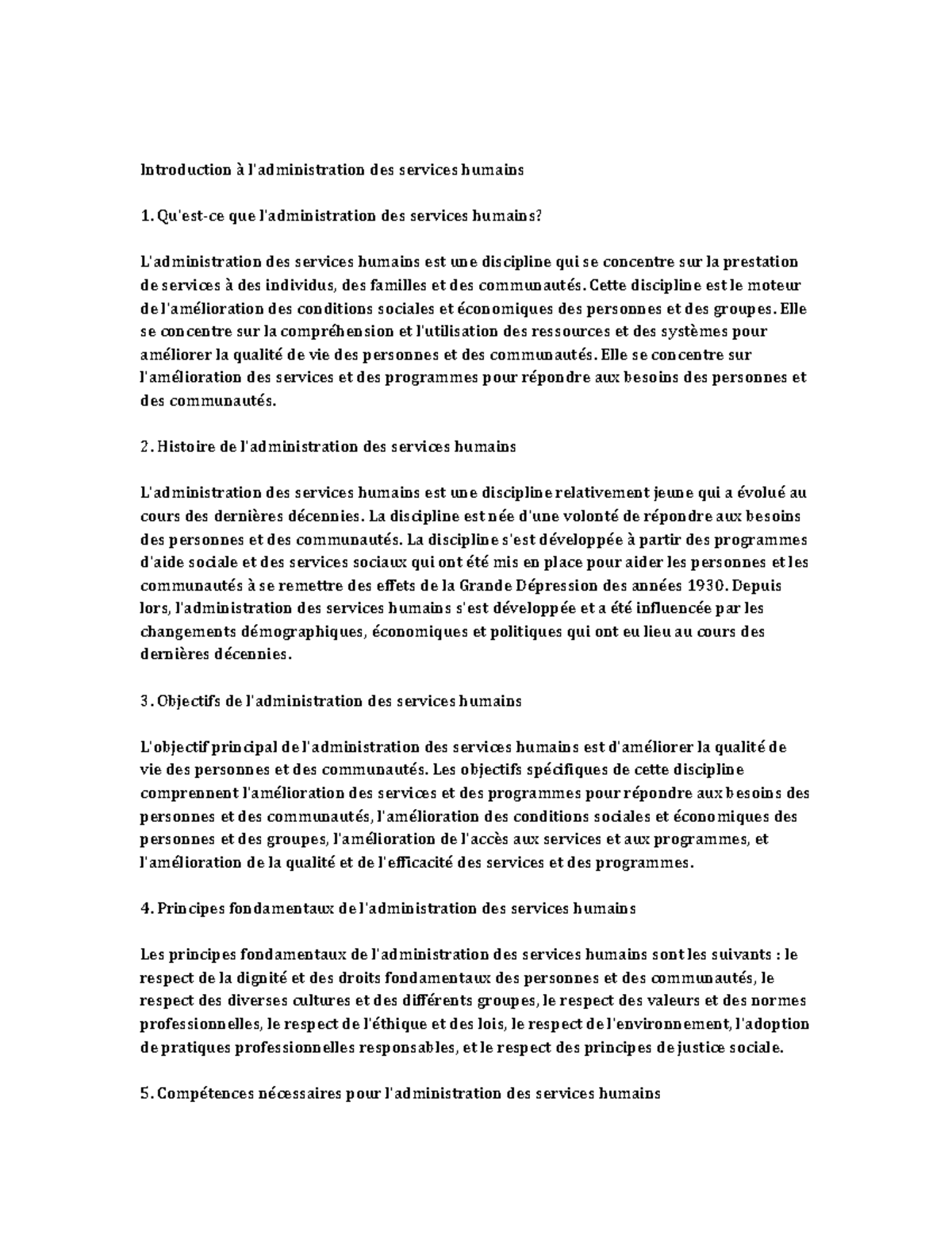 Human Services Administration - Introduction à l'administration des ...