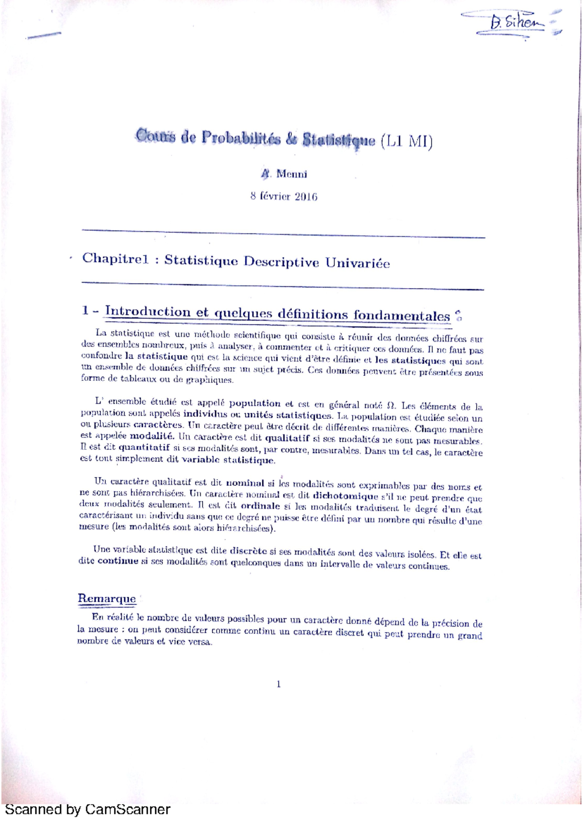 Pro stat chapitre 1 - enjoy :) - Probabilités et statistiques - Studocu