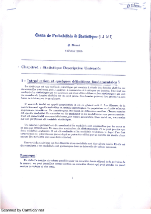 Pro stat chapitre 2 - enjoy :) - Probabilités et statistiques - Studocu