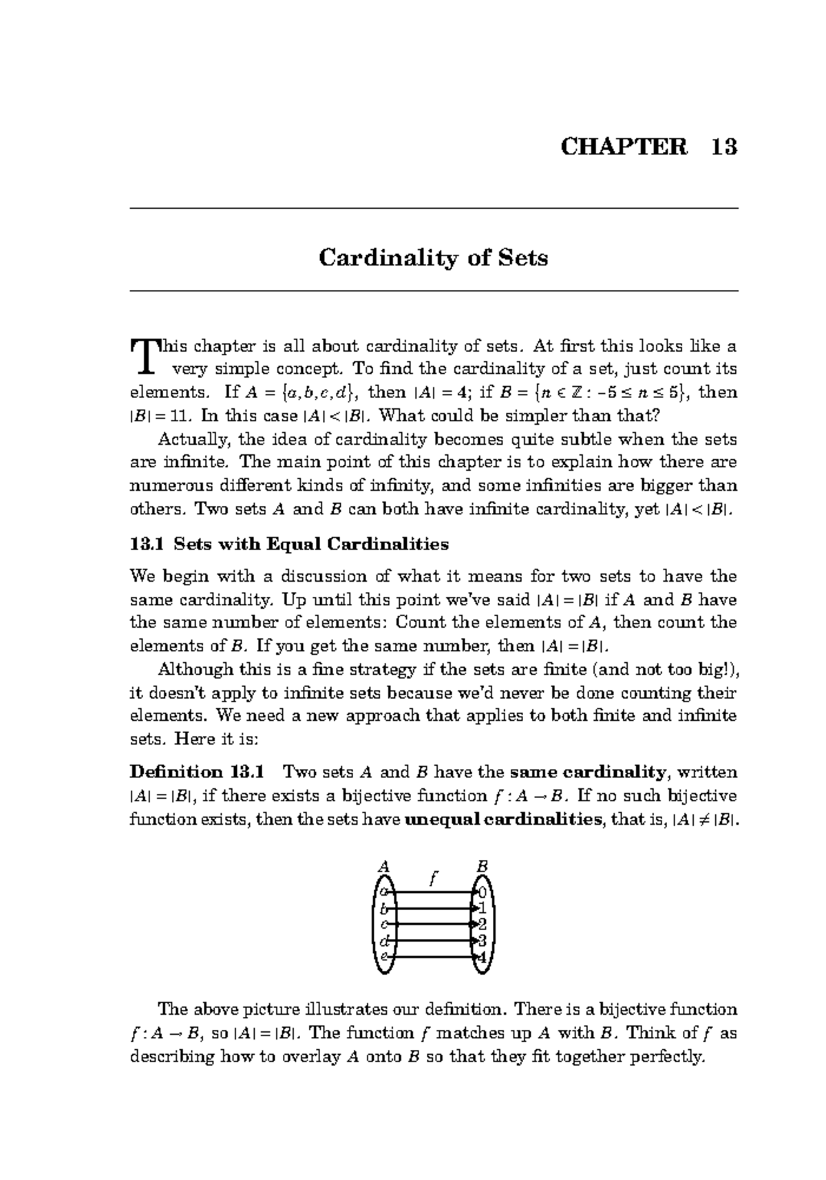 Cardinality lesson for Mathematics Modern World - CHAPTER 13 ...