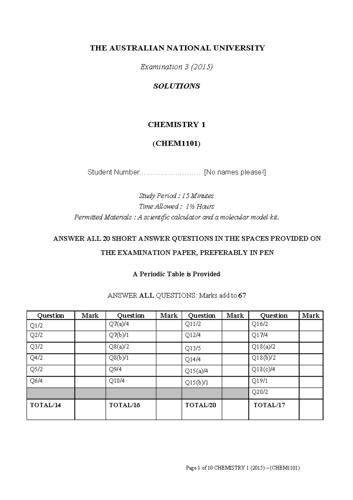 Sample/practice exam 2015, questions and answers - THE AUSTRALIAN ...