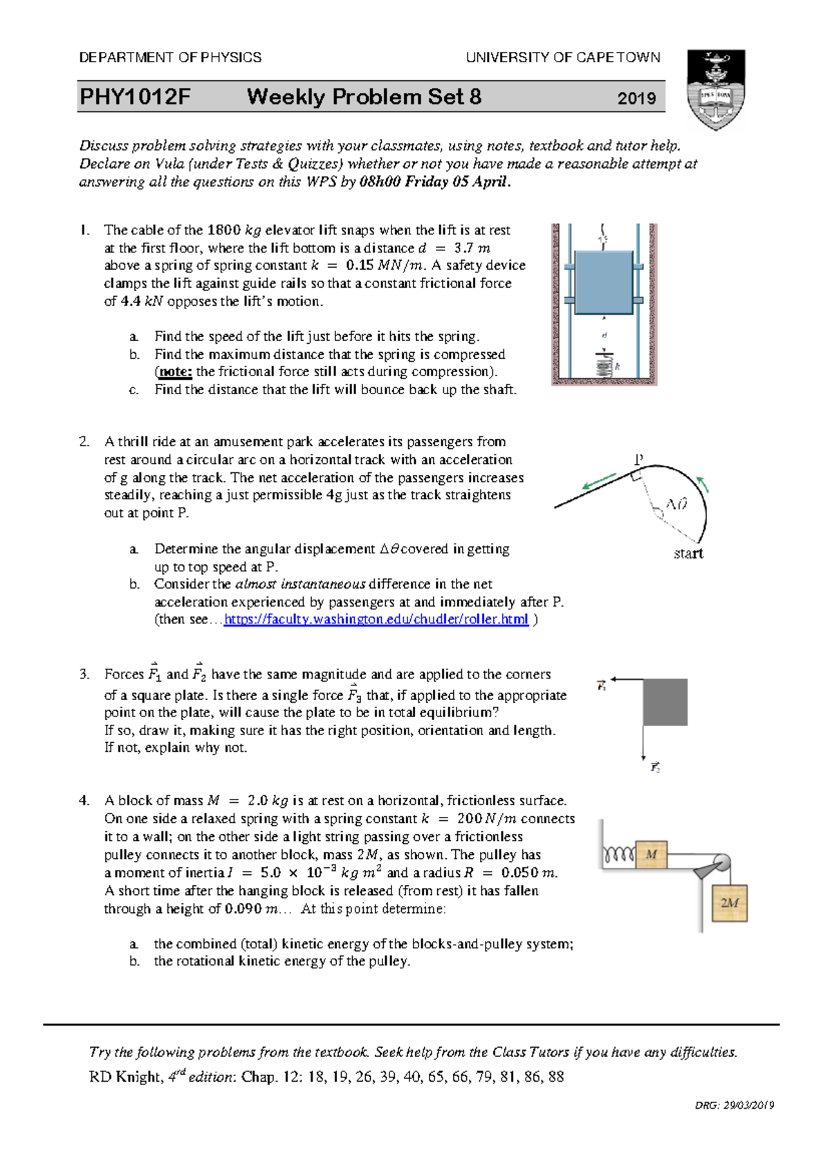 PHY1012F Weekly Problem Set 8 Questions & Answers - DEPARTMENT OF ...