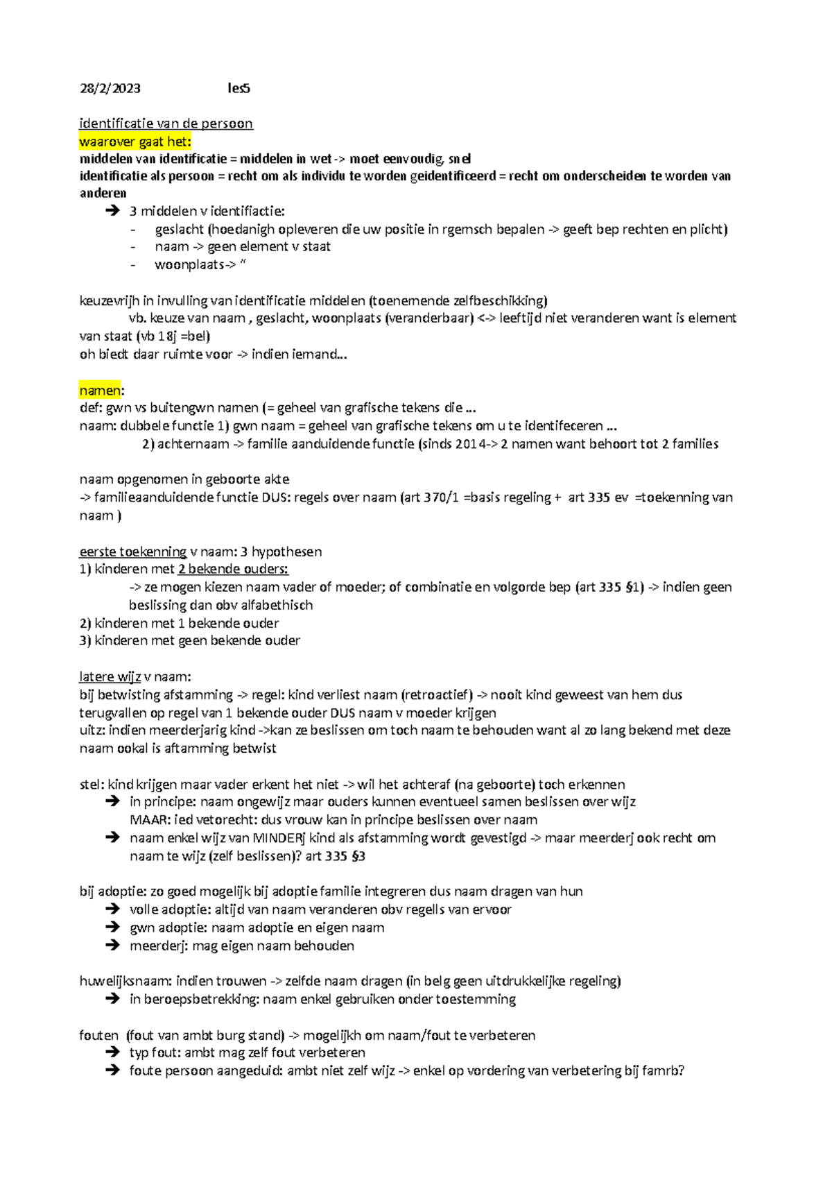 P&F notities - 28/2/2023 les identificatie van de persoon waarover gaat ...