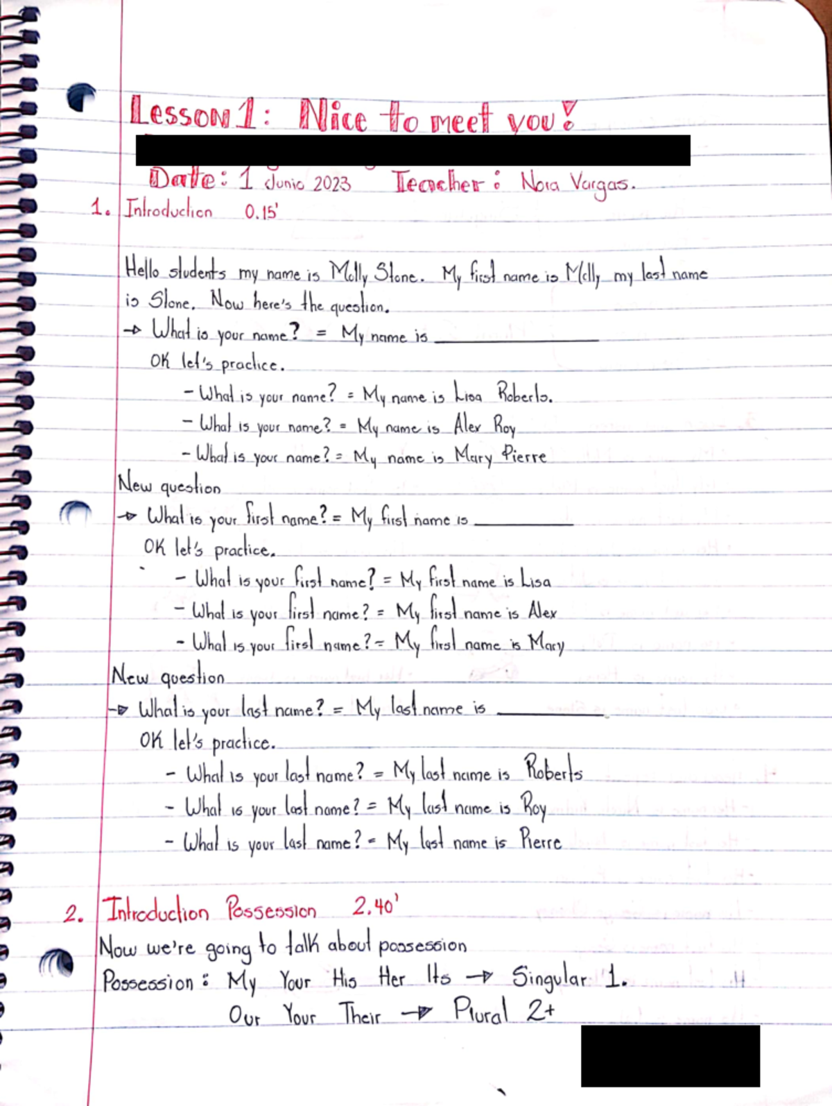 Lección 1 - Nice To Meet You - Inglés I - Toma de Notas - Lesson 1 ...