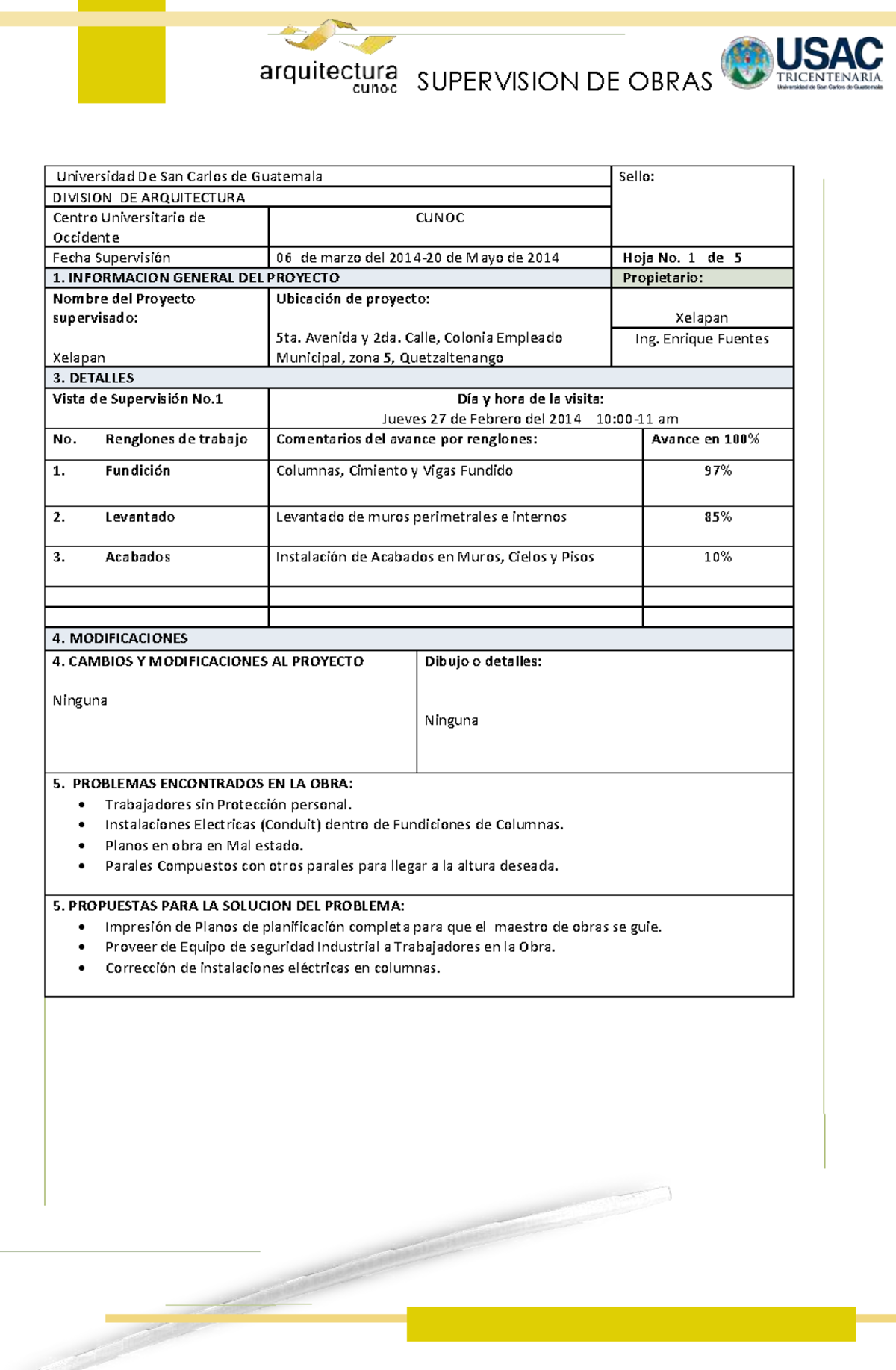 Informe de Supervision no.2 - SUPERVISION DE OBRAS Universidad De San ...