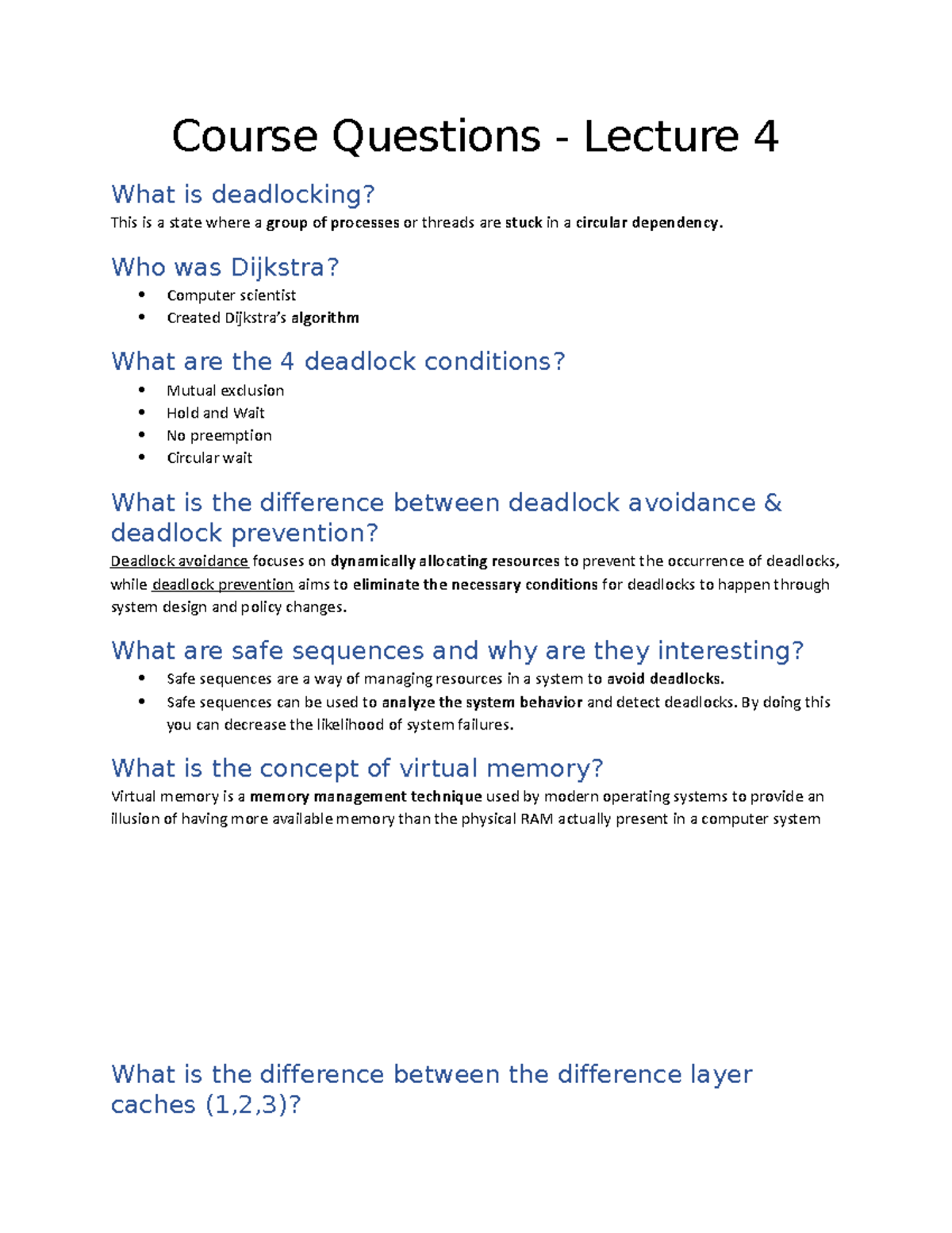 Course Questions Lecture 4 - Course Questions - Lecture 4 What is ...