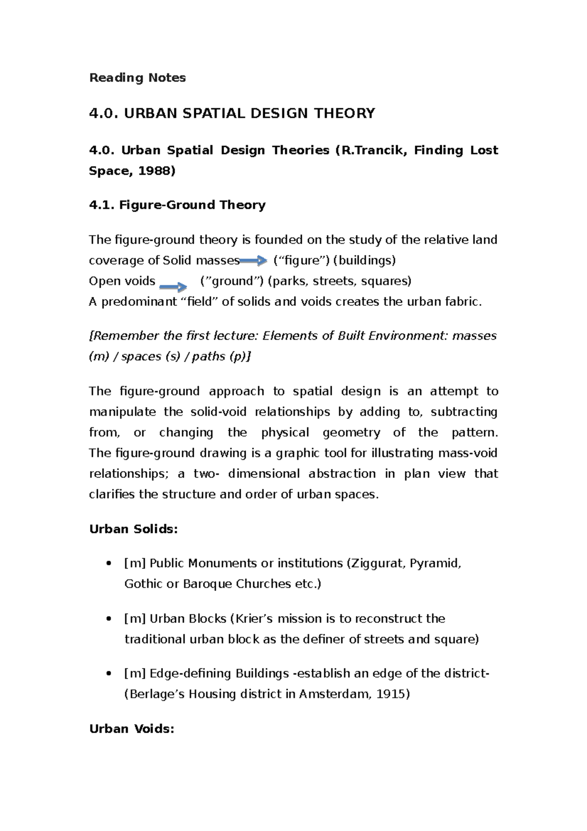 Urban Design Theories AND Paradigms - Reading Notes 4. URBAN SPATIAL ...