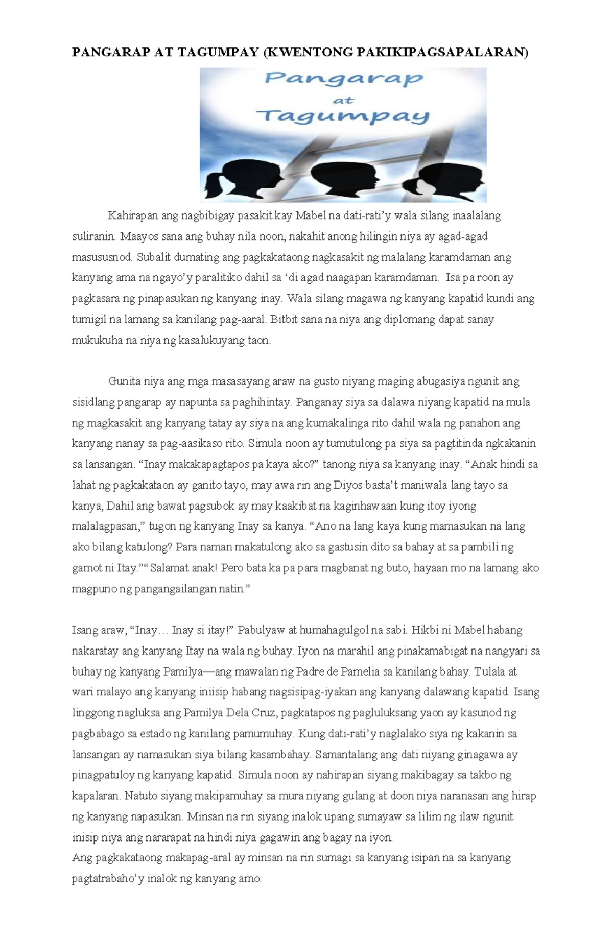 438195869 Pangarap at Tagumpay - PANGARAP AT TAGUMPAY (KWENTONG ...